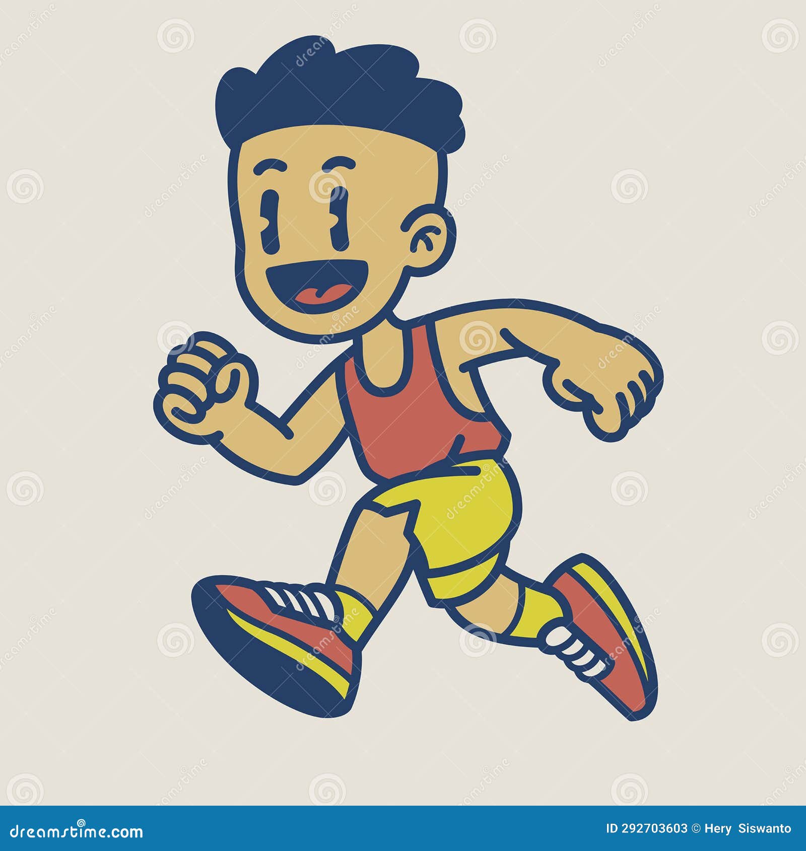 Happy and Cute Runner Cartoon Illustration Stock Vector - Illustration ...