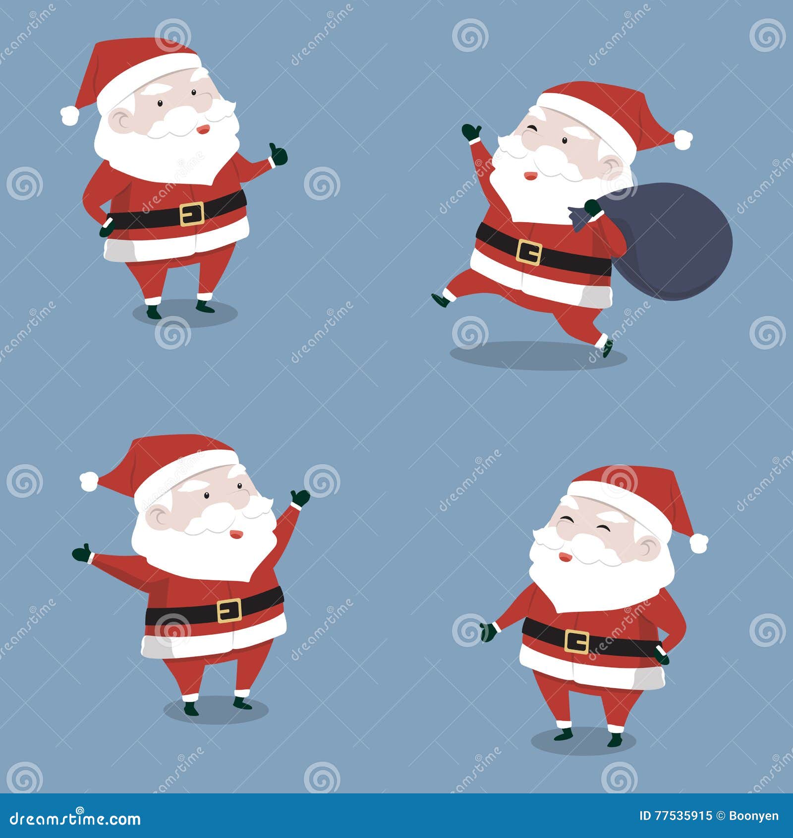 Happy Cute Santa Claus S Collection Set For Christmas Stock Vector