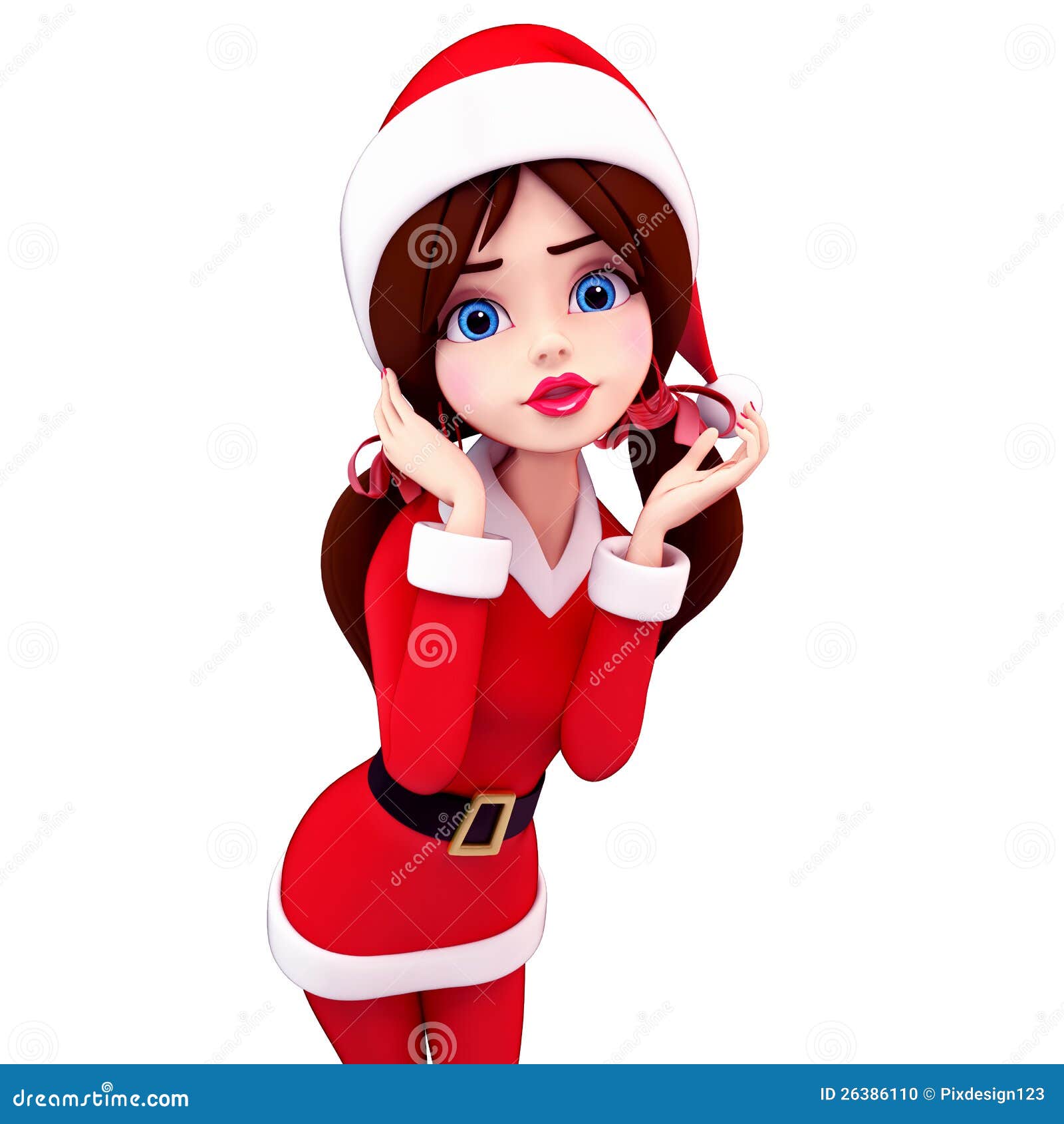 Happy and cute Santa girl stock illustration. Illustration of female ...