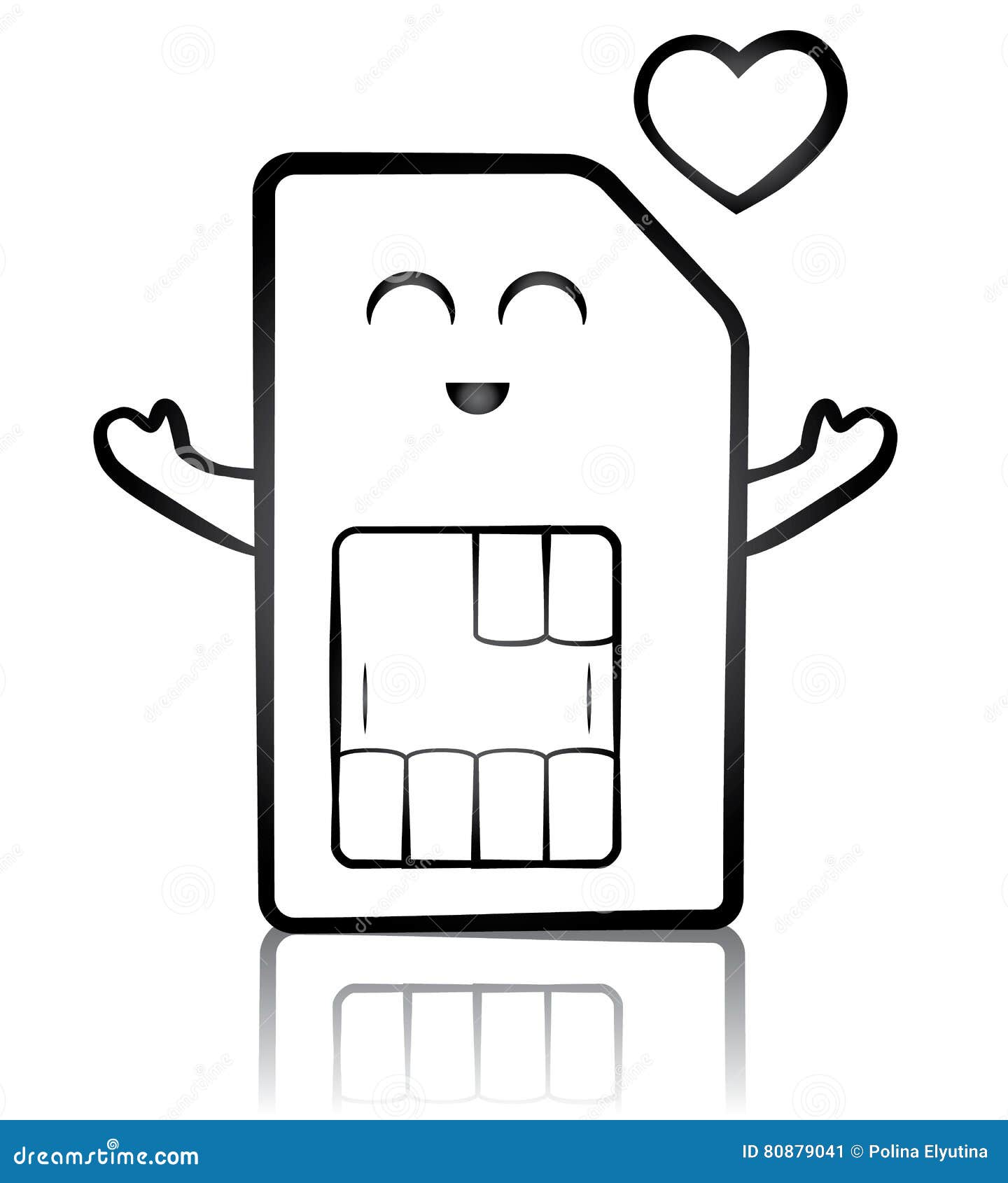 A happy cute sim card stock vector. Illustration of cute - 80879041
