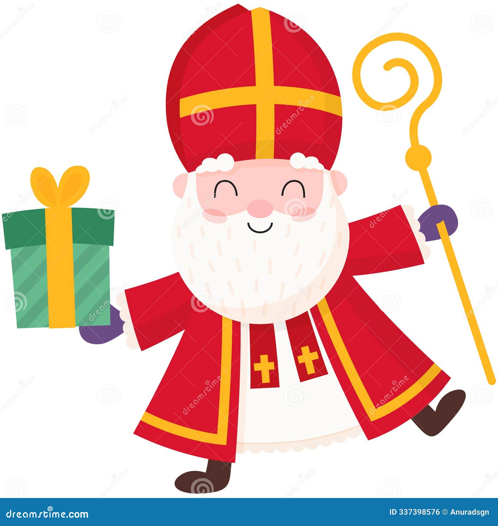 Happy And Cute Sinterklaas Or Saint Nicholas With Gift - Vector ... Happy And Cute Sinterklaas Or Saint Nicholas With Gift - Vector ...