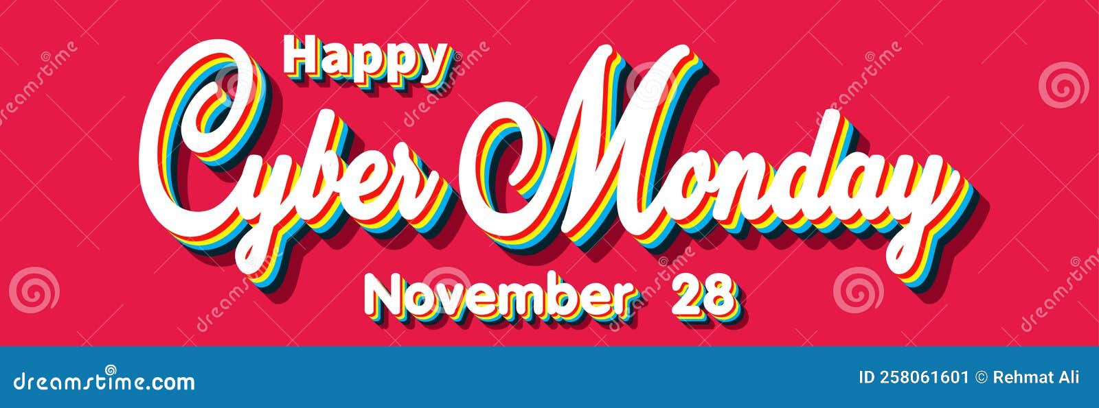 Happy Cyber Monday, November 28. Calendar of November Retro Text Effect ...