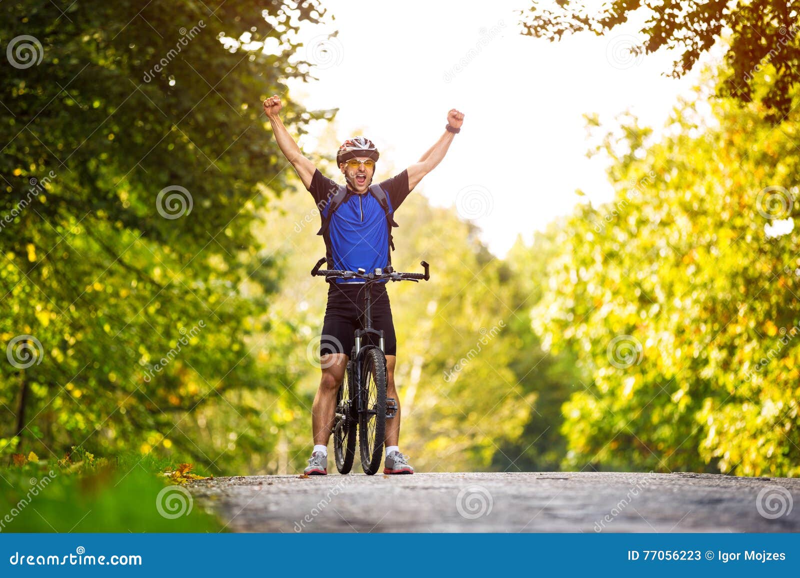 Happy cyclists stock image. Image of nature, race, mountain - 77056223