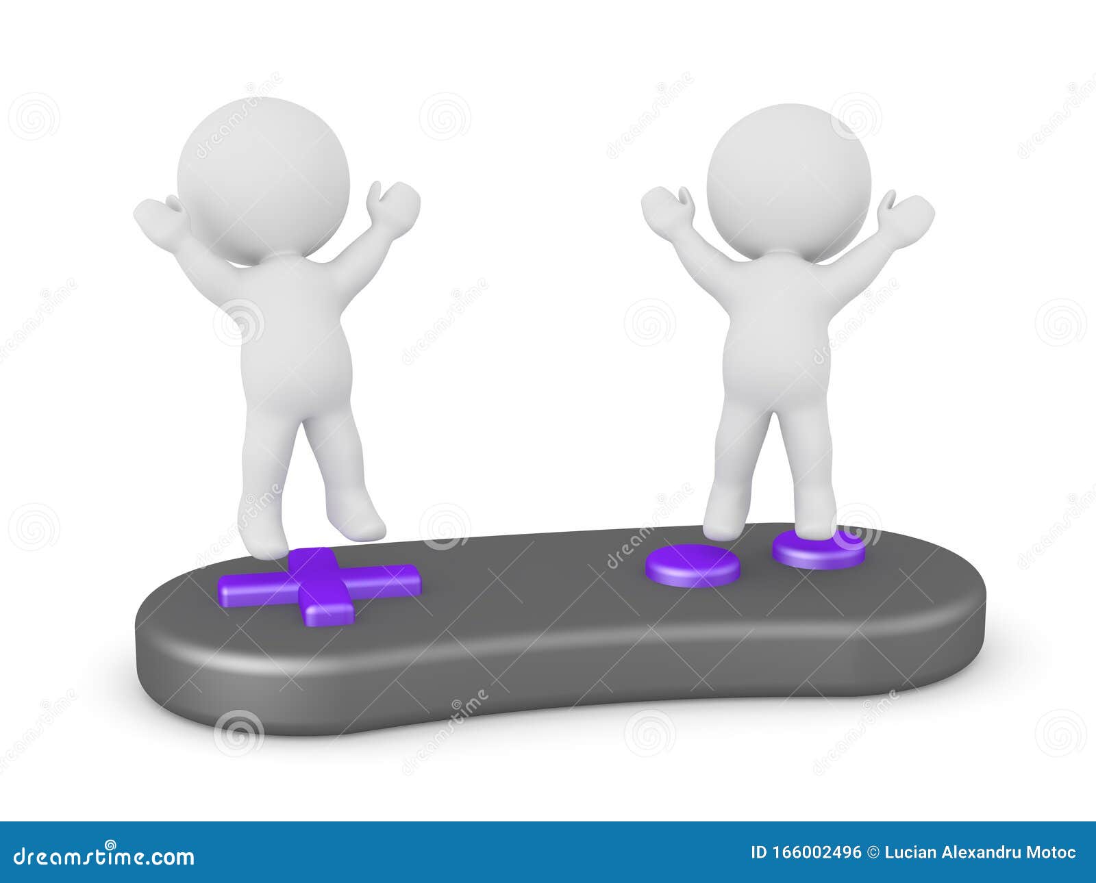 Happy 3D Characters with a Large Video Game Controller Stock ...