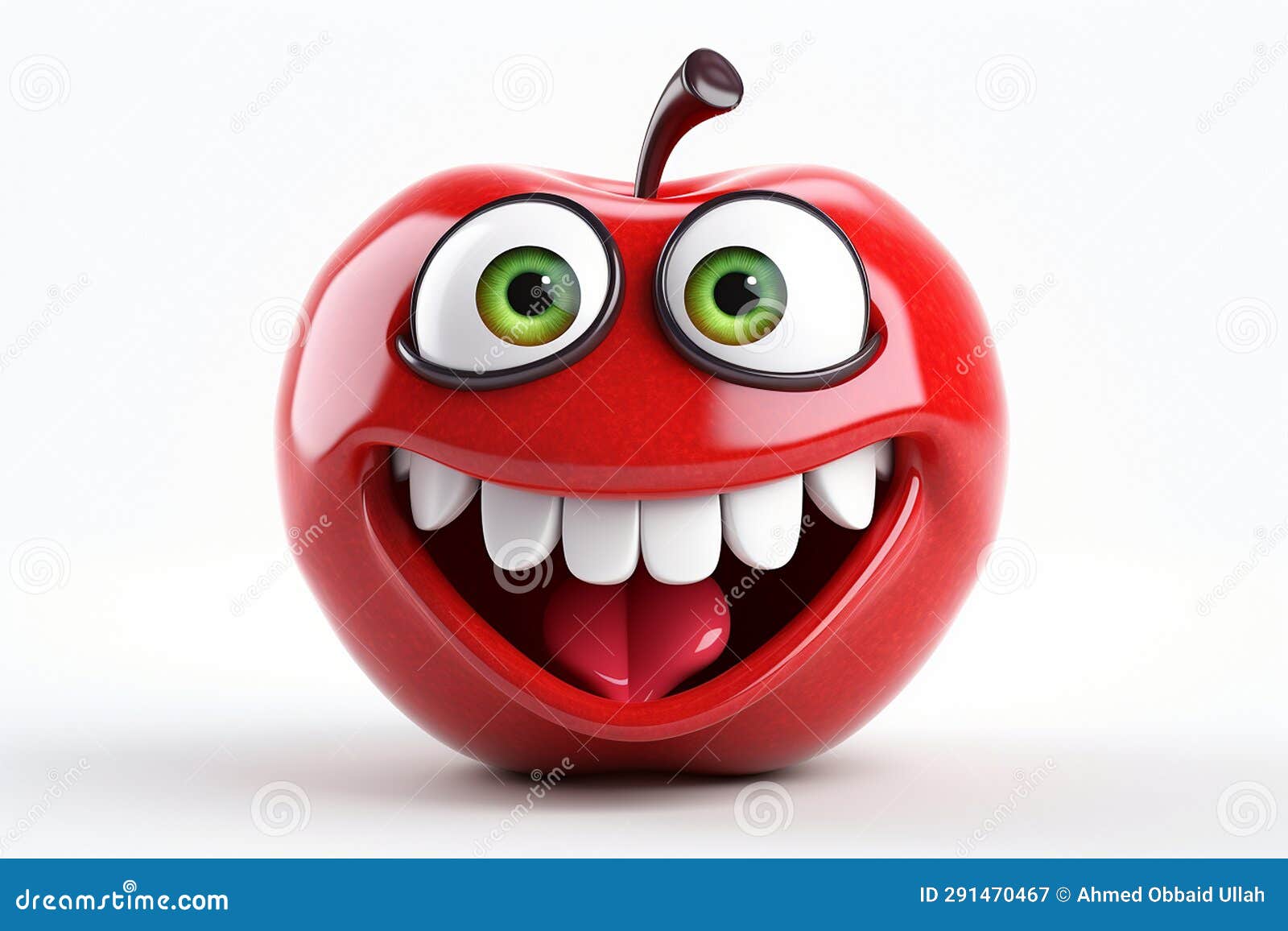 Happy 3D Red Apple Character Illustration Stock Illustration ...