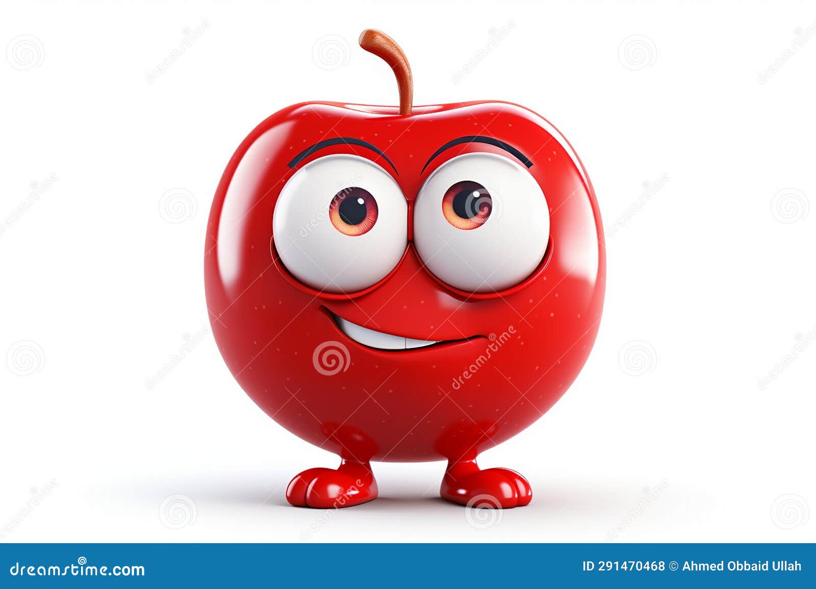 Happy 3D Red Apple Character Illustration Stock Illustration ...