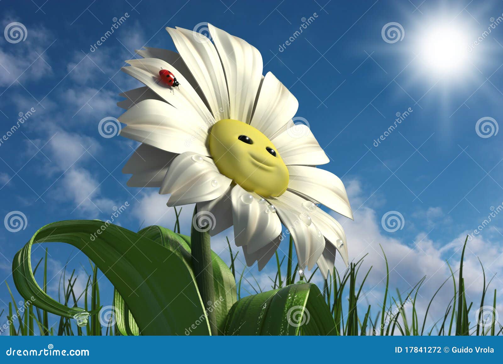 Happy daisy stock illustration. Illustration of green - 17841272