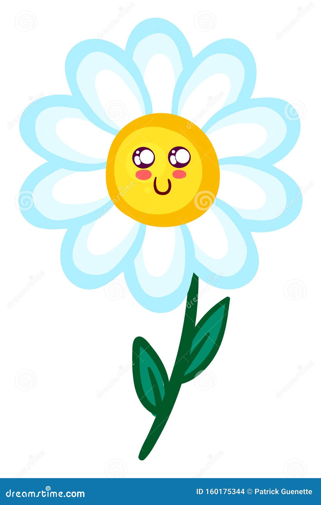 Happy Daisy Flower Smiling With Big Eyes Cartoon Illustration ...