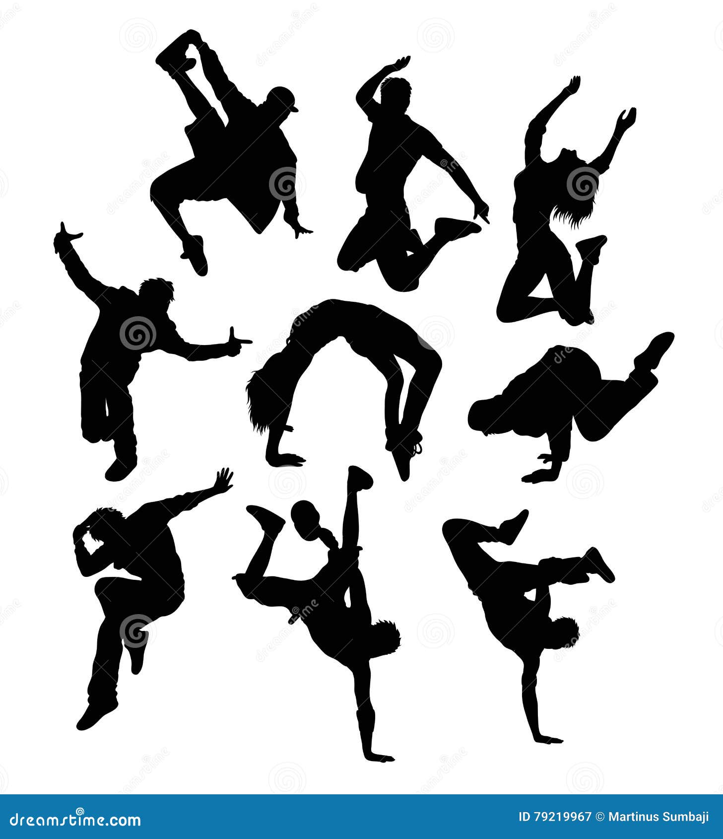 Happy Dancer Break Dance Silhouettes Stock Vector - Illustration of ...