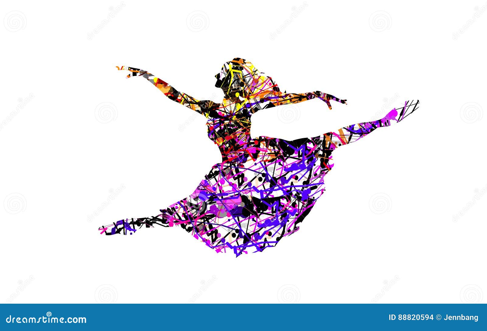 Happy Dancer with Colorful Splashing Effect Stock Illustration ...