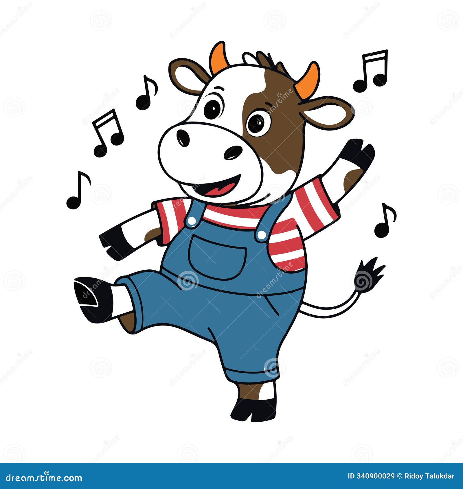 Happy Dancing Cow Clip Art Illustration in Vector Stock Vector ...