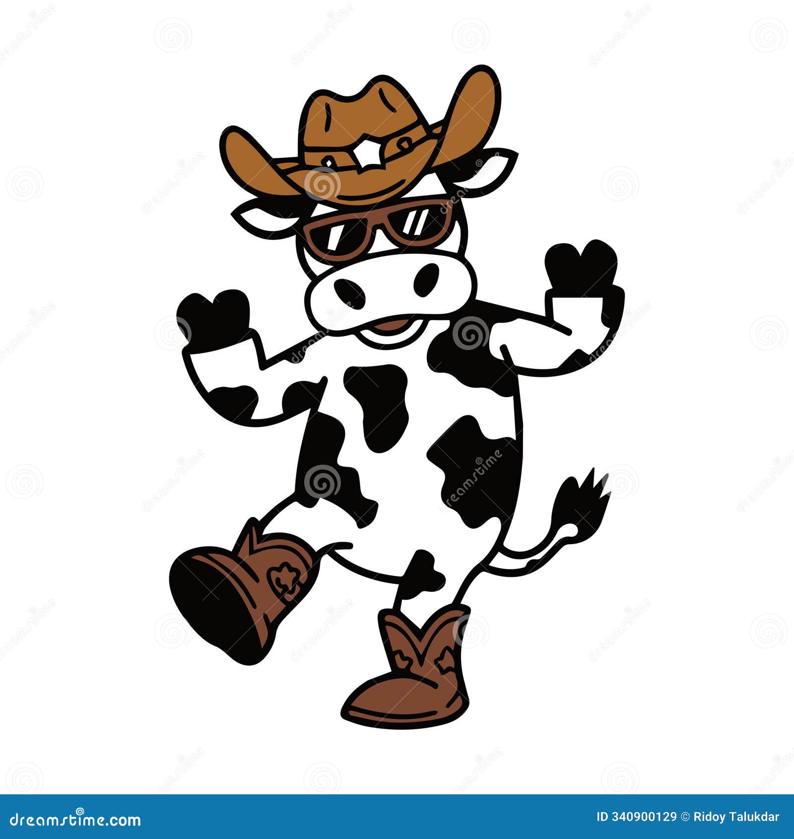 Happy Dancing Cow Clip Art Illustration in Vector Stock Vector ...