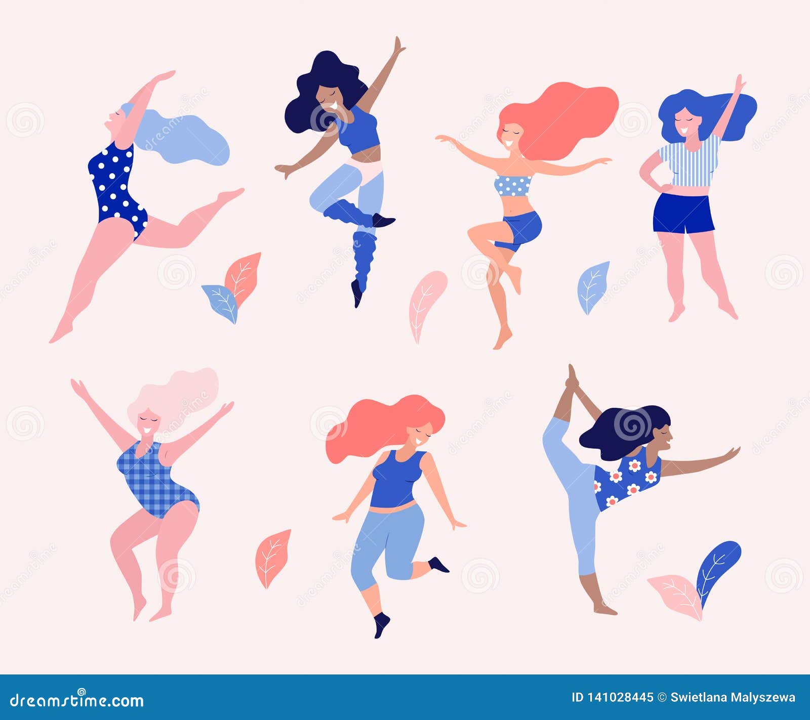 Happy Dancing Diverse Women Vector Illustration Stock Illustration ...
