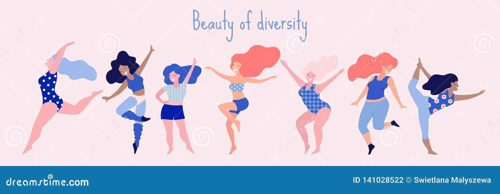 Happy Dancing Diverse Women Vector Illustration Stock Illustration ...