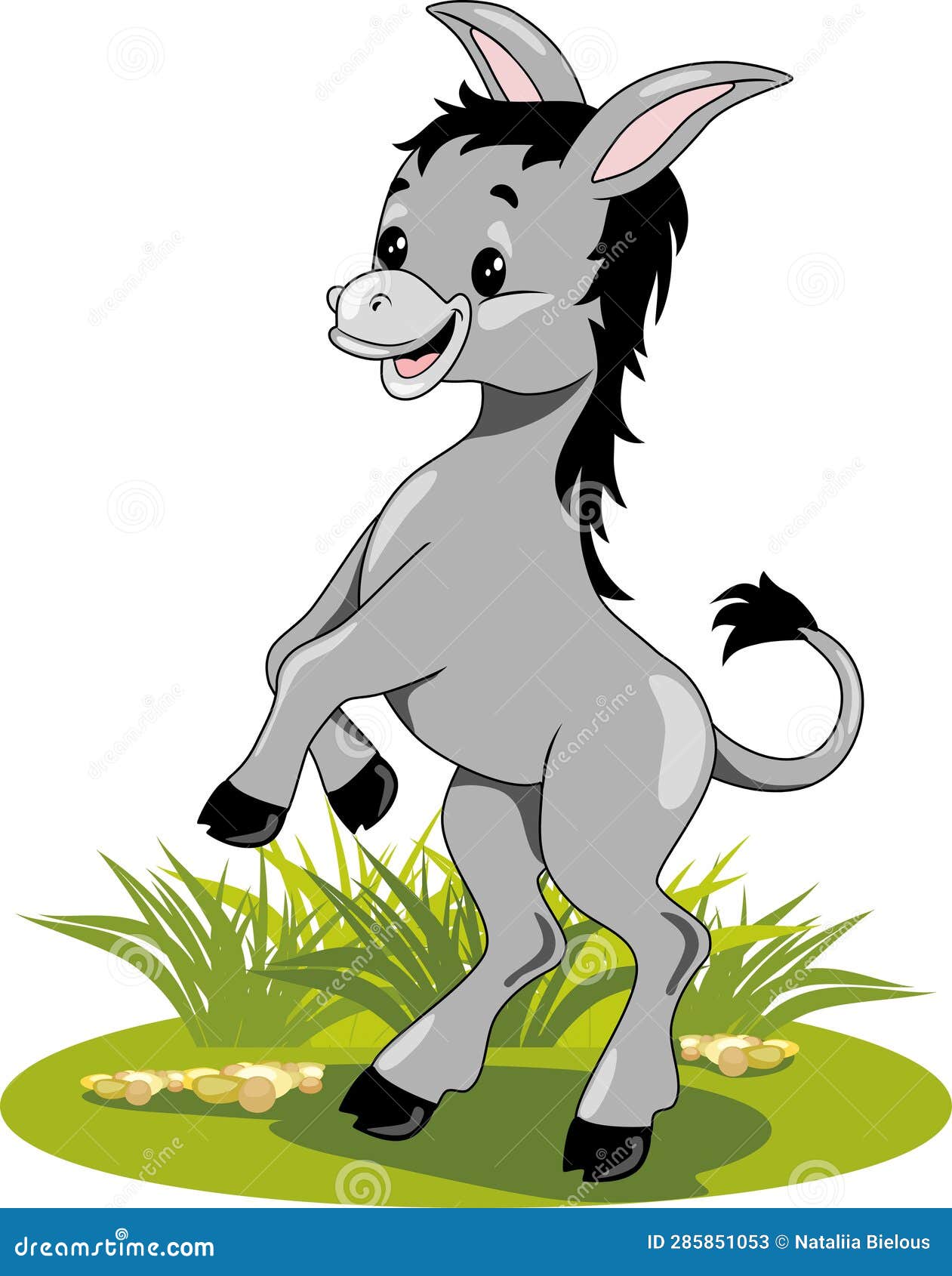 Happy Dancing Donkey on the Lawn Stock Vector - Illustration of ...