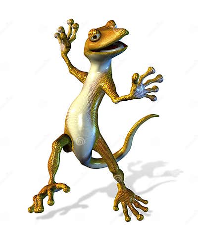 Happy Dancing Gecko - with Clipping Path Stock Illustration ...