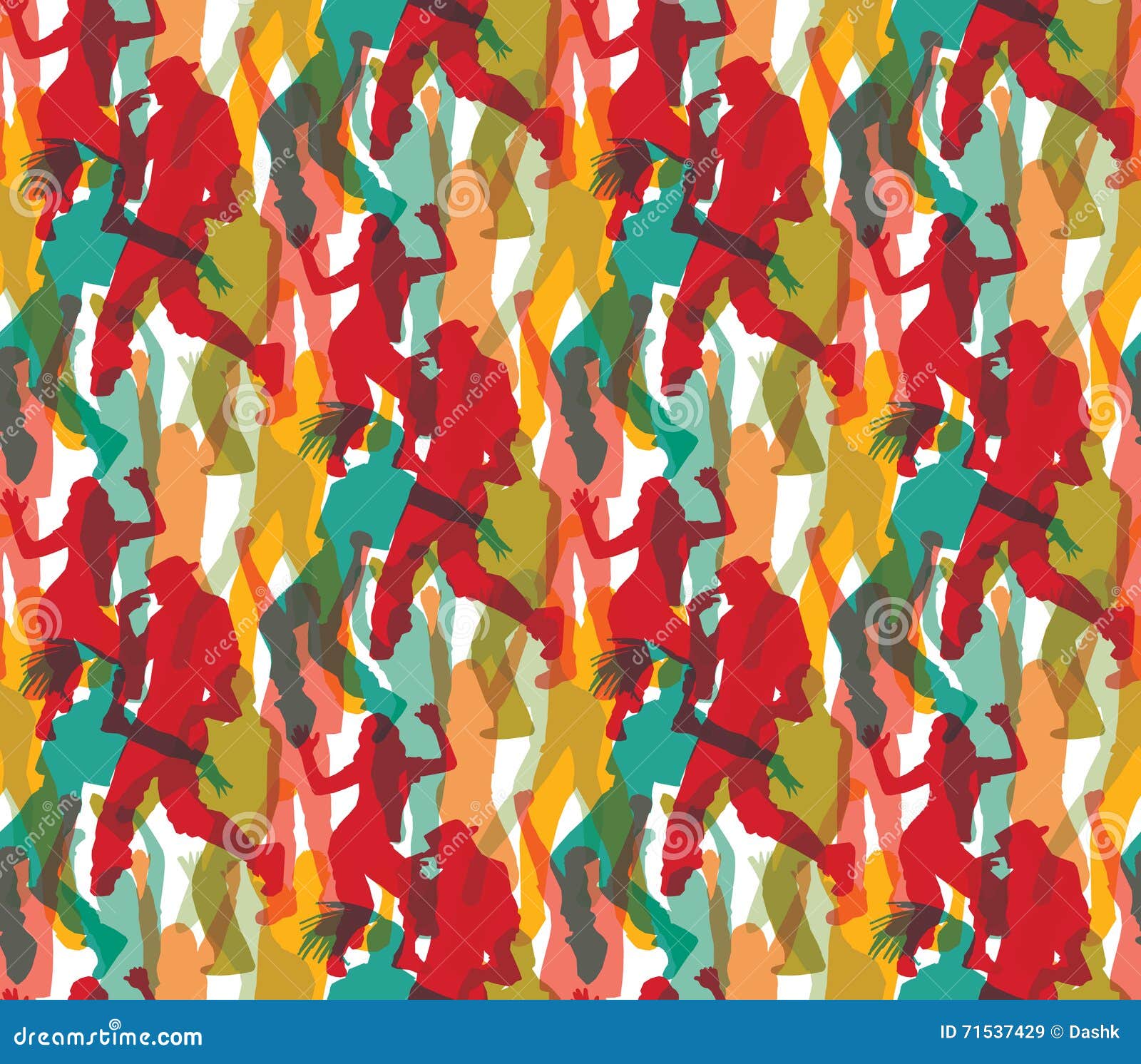 Happy Dancing People Color Seamless Pattern. Stock Vector ...