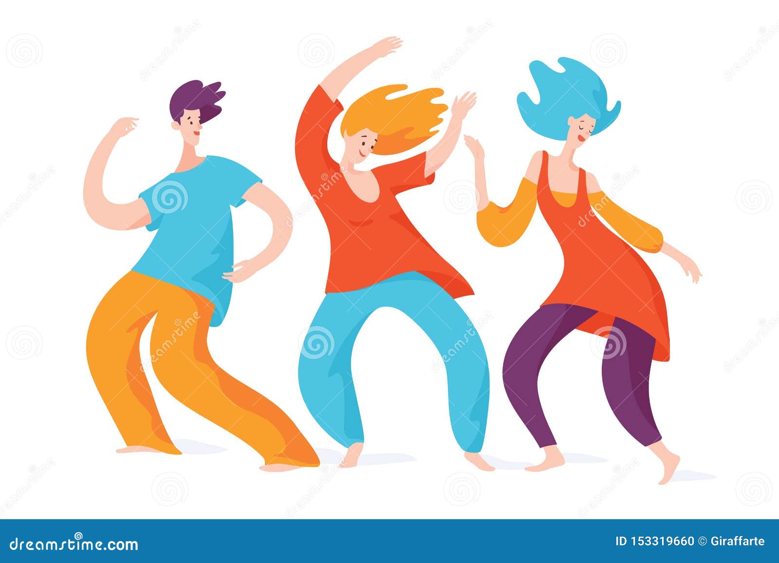 Happy Dancing People. Men and Woman Dancing. 5 Rhythms Dancing. Stock ...