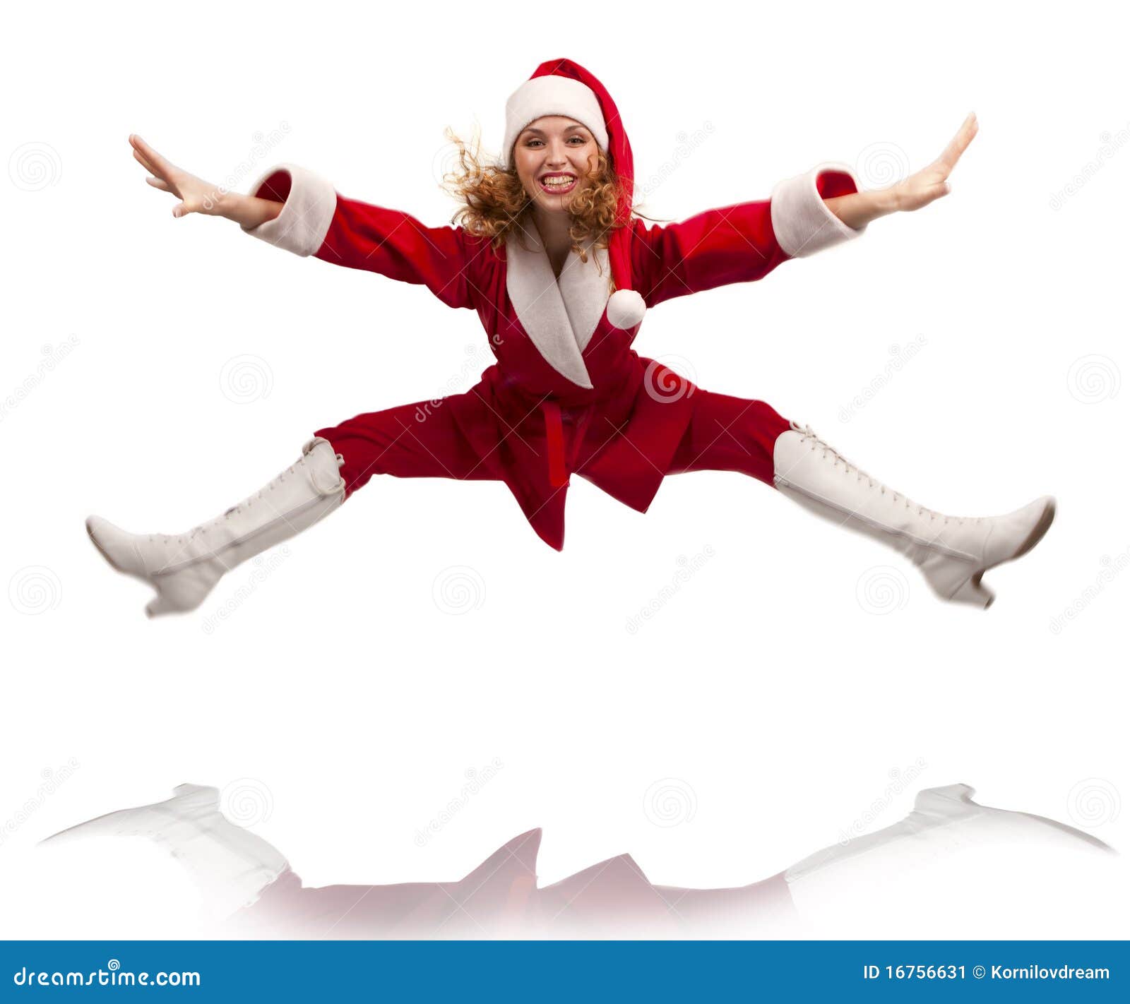 Happy Dancing Santa Jumping in the Air Stock Image - Image of ...