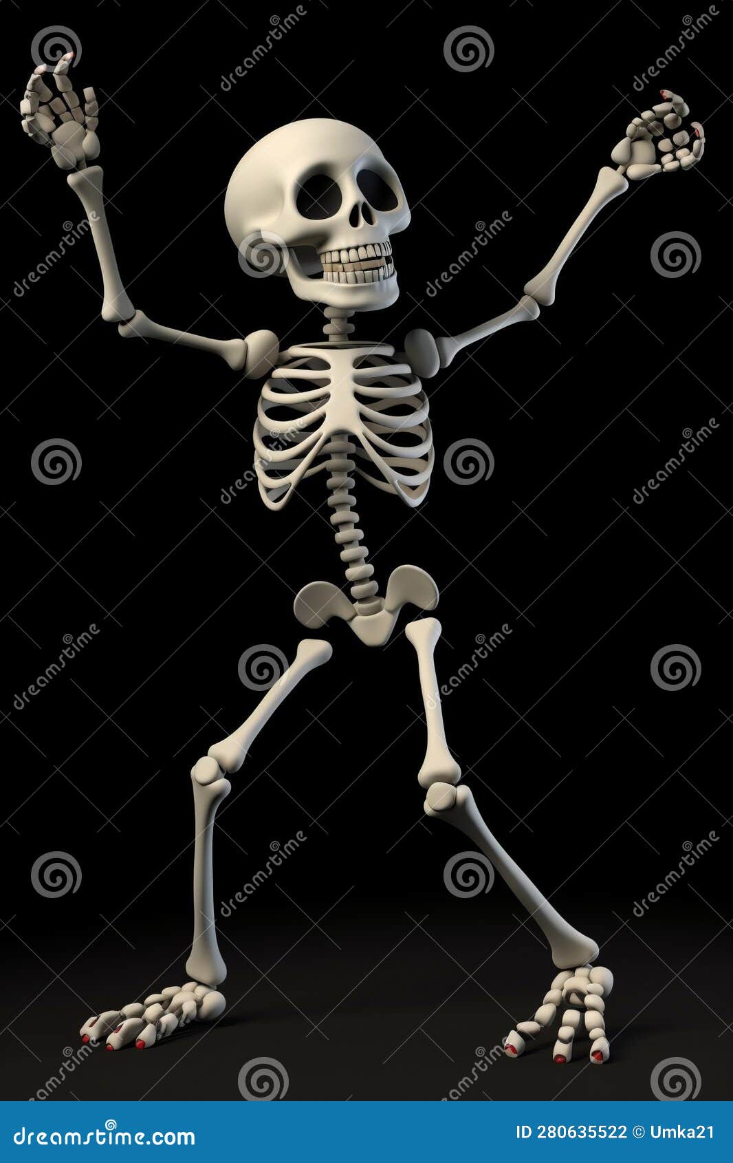 Happy Dancing Skeleton on a Black Background Stock Illustration ...
