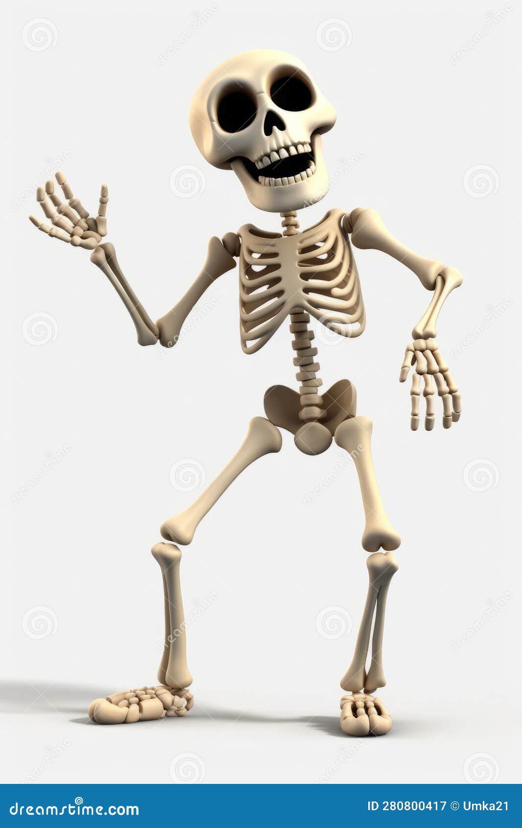 Happy Dancing White Skeleton on a White Background Stock Illustration ...