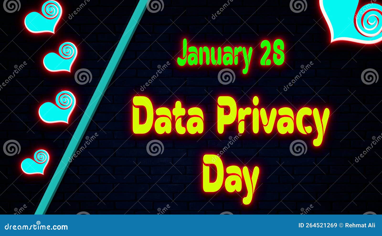 Happy Data Privacy Day, January 28. Calendar of January Neon Text ...