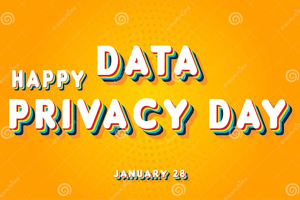 Happy Data Privacy Day, January 28. Calendar of January Retro Text ...