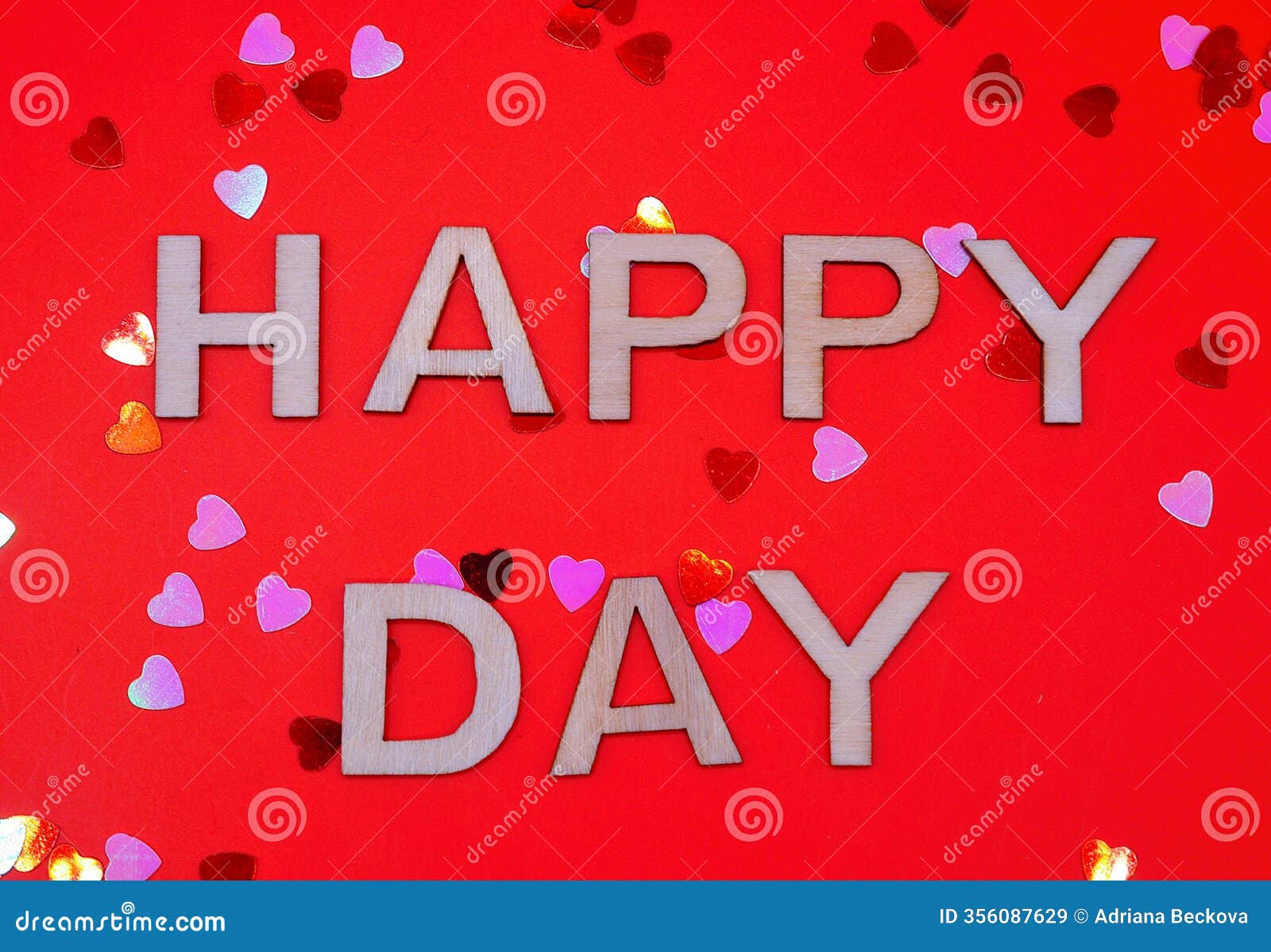 Happy Day Write between Hearts on Red Background Stock Image - Image of ...