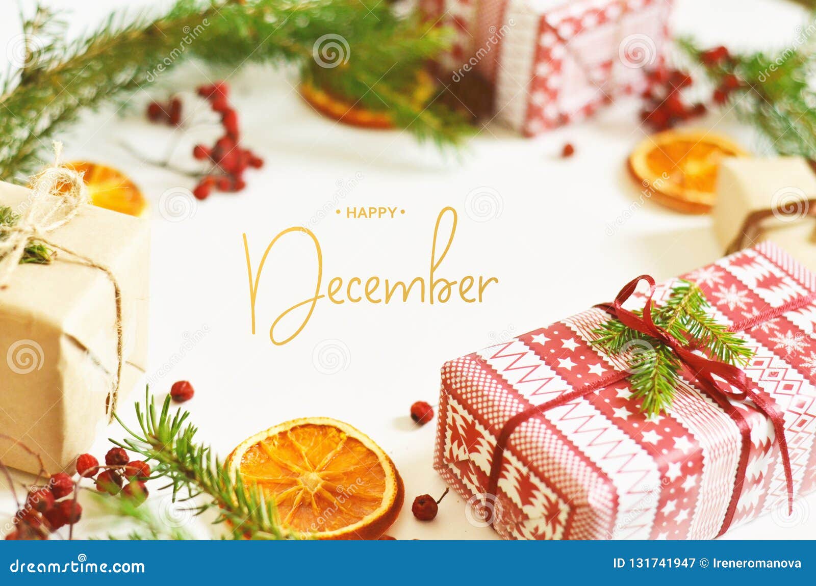 Happy December Calligraphy Inscription Stock Image - Image of ...