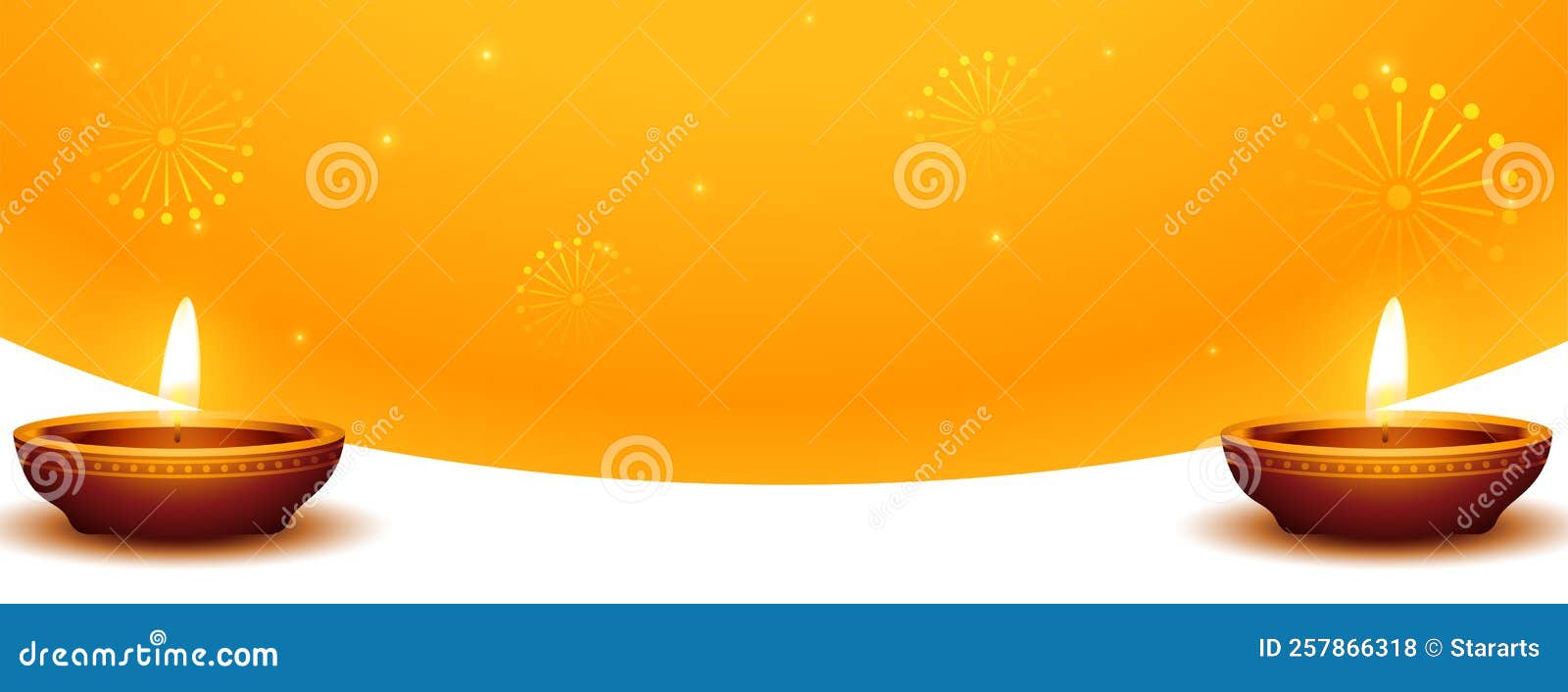 Happy Deepavali Greeting Banner with Text Space and Diya Stock Vector ...