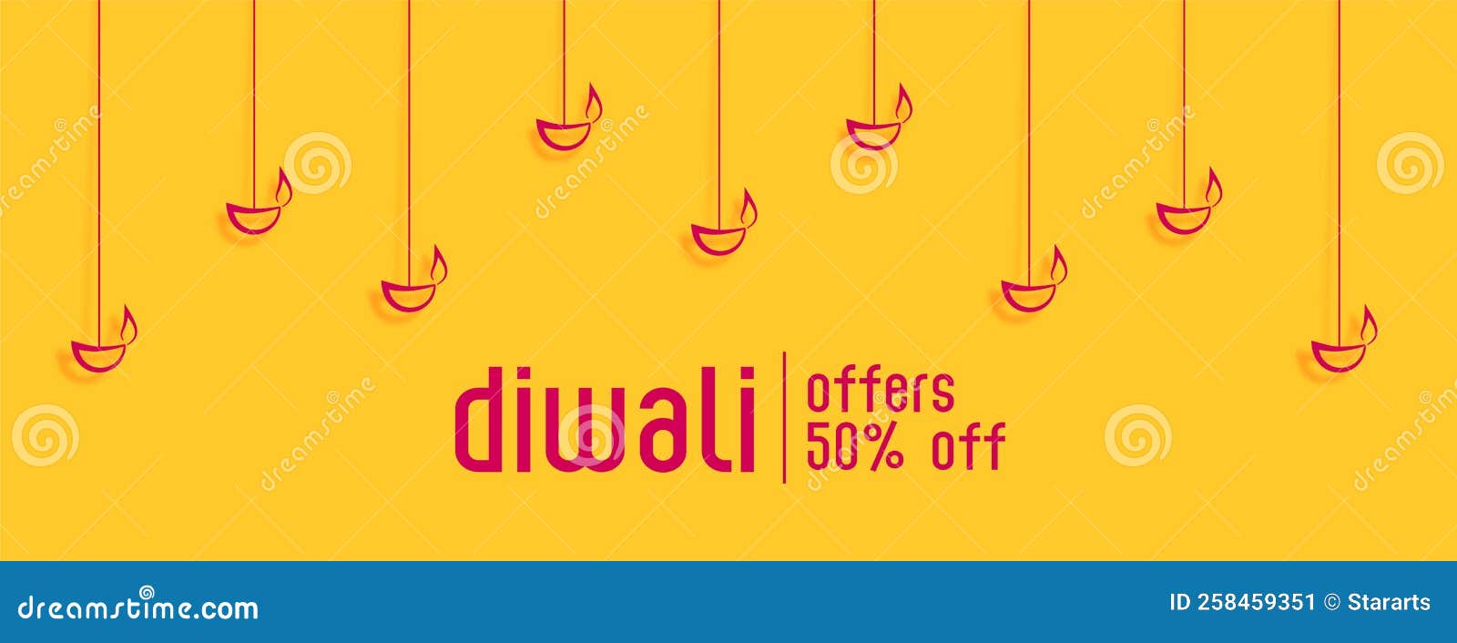 Happy Deepavali Offer Banner with Hanging Diya Design Stock Vector ...
