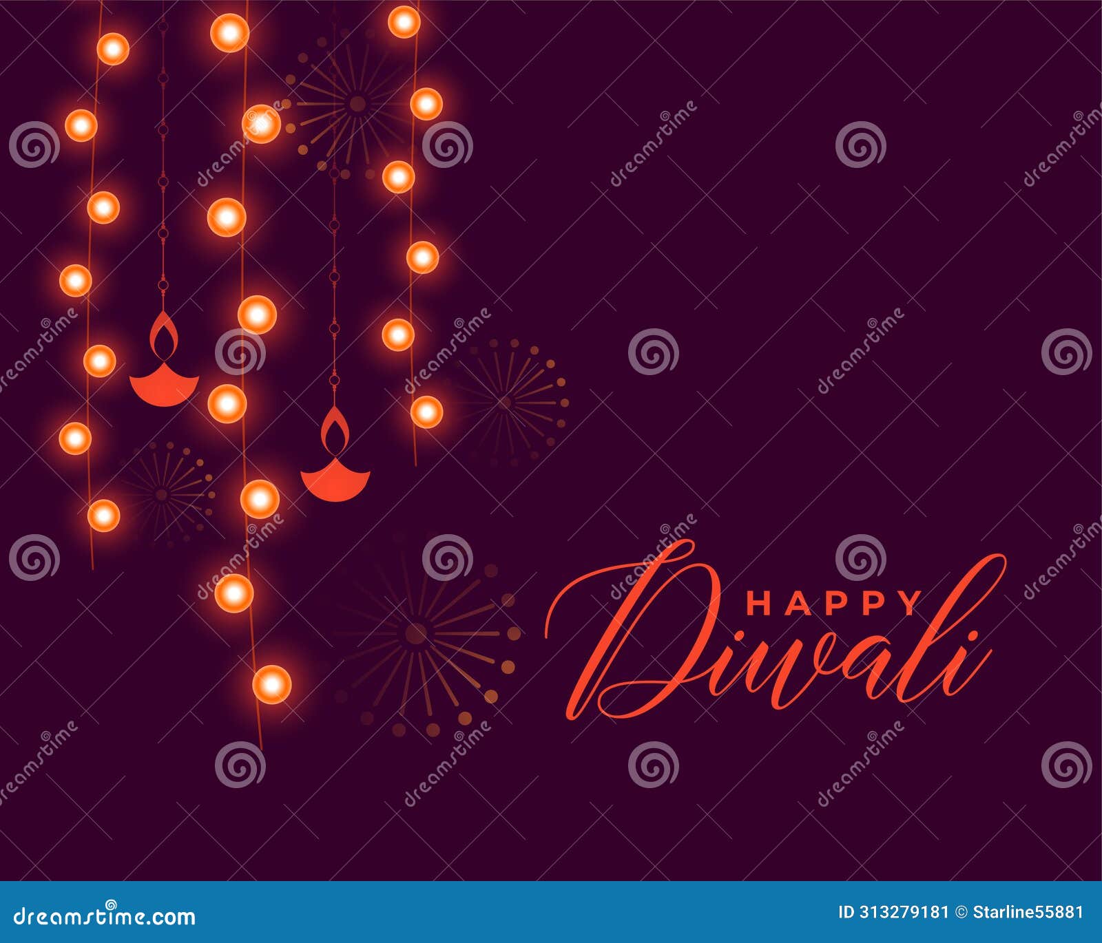 Happy Deepavali Calligraphy Hand Lettering With Burning Diya Candles ...