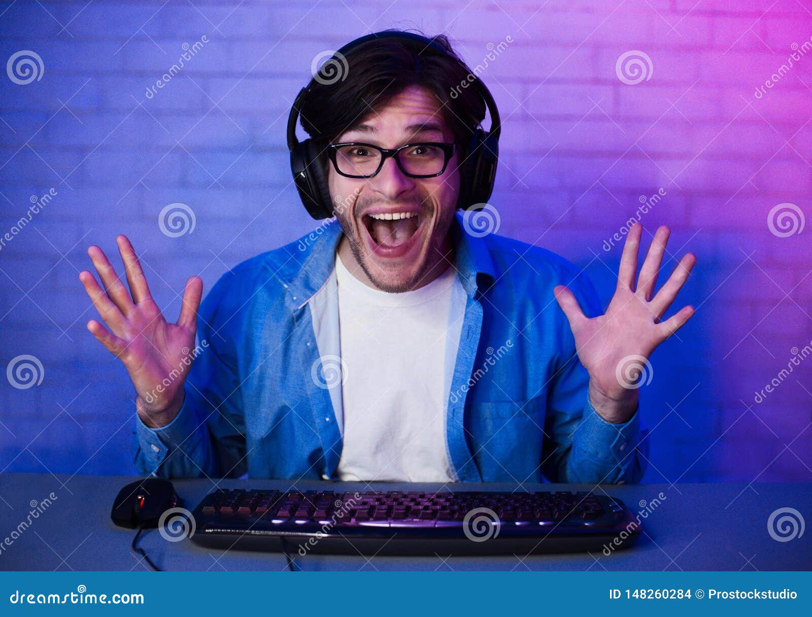 Happy Delighted Gamer Winning Online Computer Game Stock Photo - Image ...
