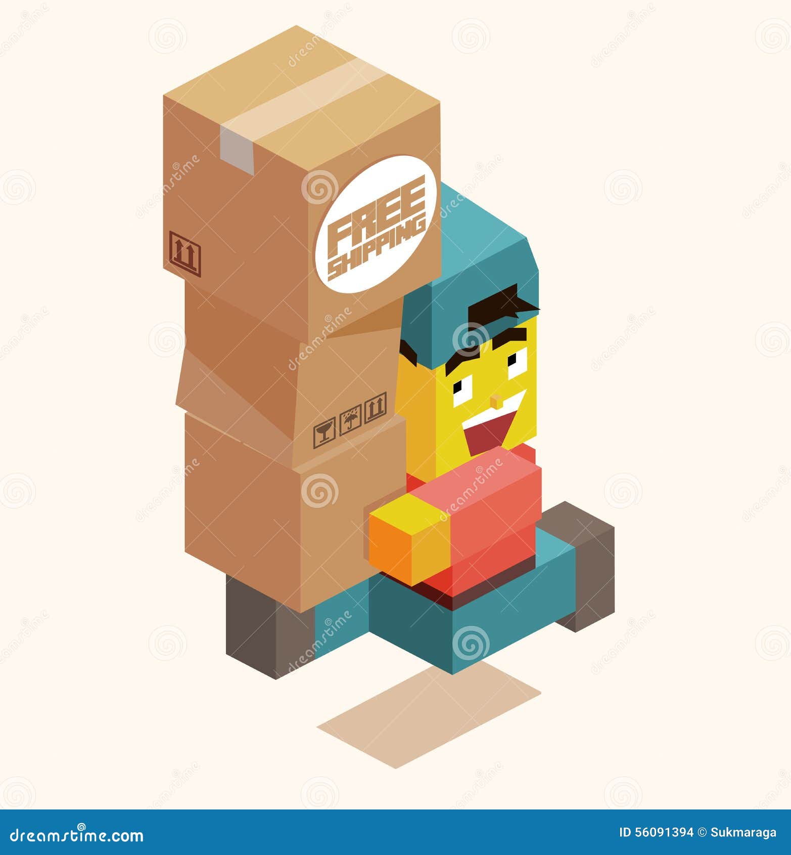 Happy delivery stock illustration. Illustration of friendly - 56091394