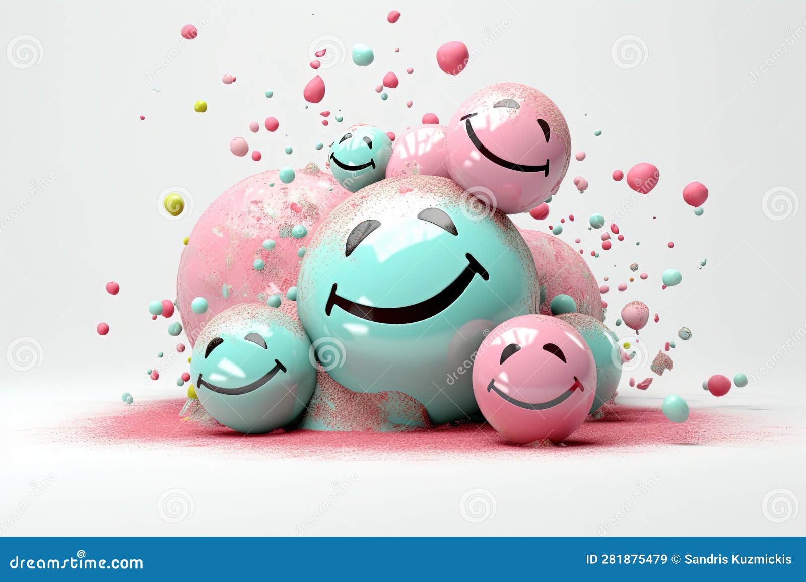 Happy Design with Few Mint and Pink Blob. Generative AI Stock ...