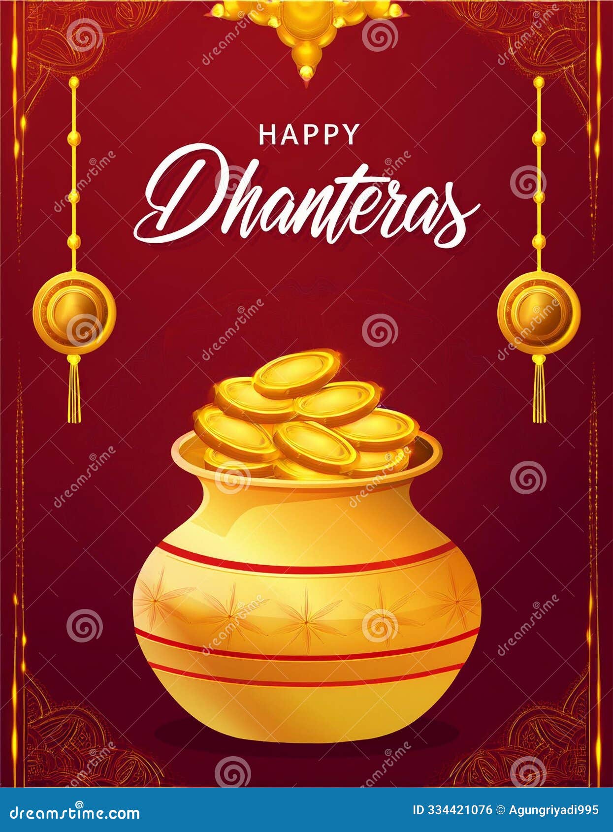 Happy Dhanteras Poster Design Stock Illustration - Illustration of coin ...