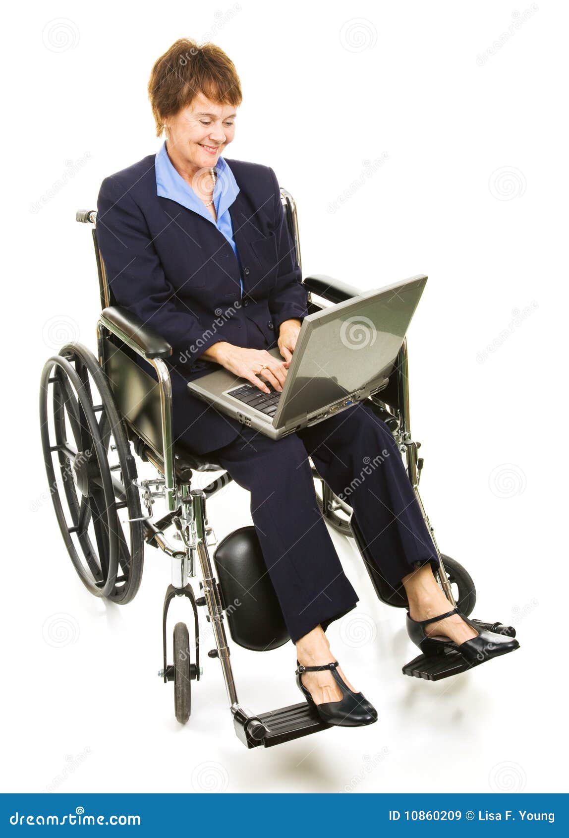 Happy Disabled Businesswoman with Laptop Stock Image - Image of female ...