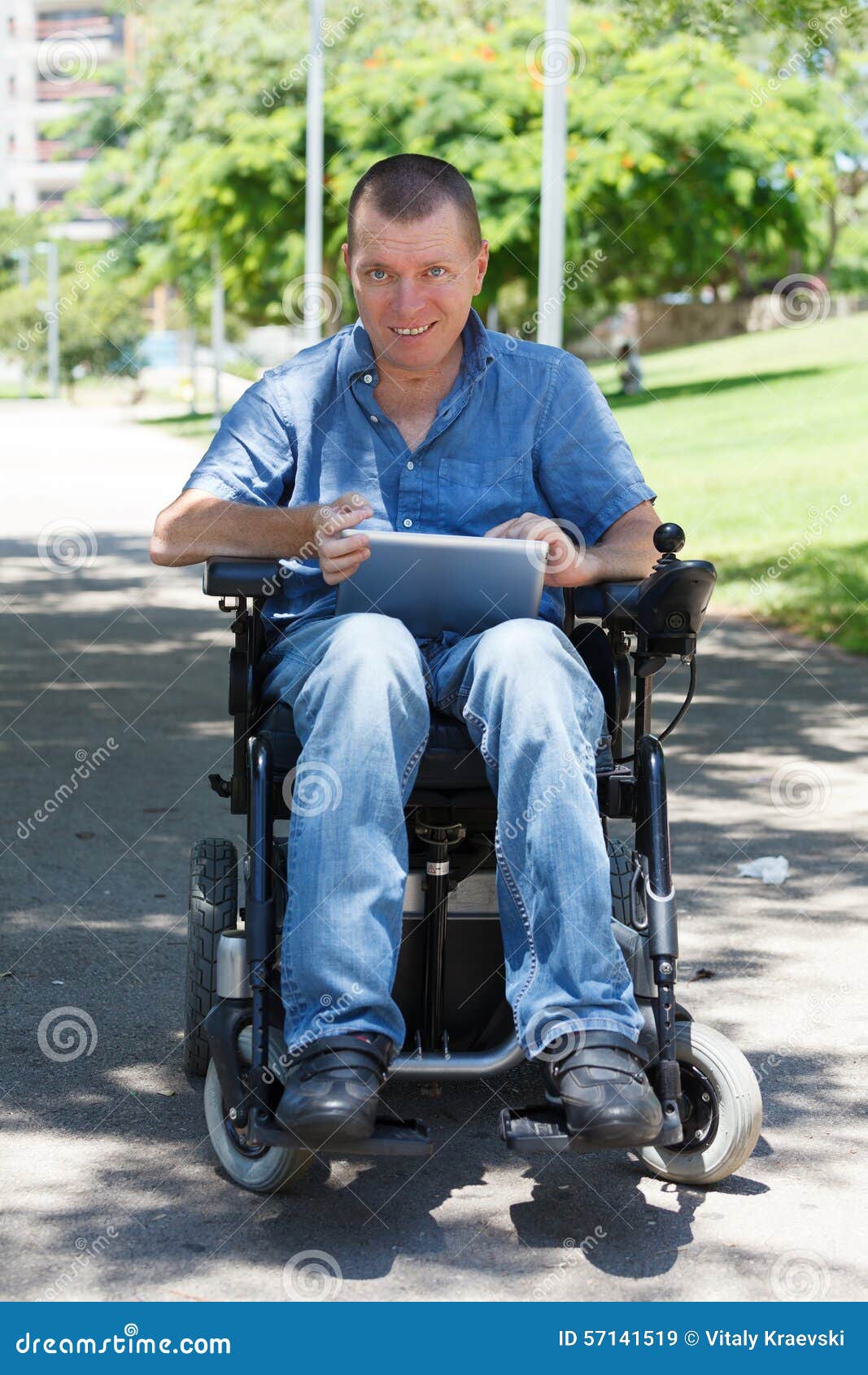 Happy disabled man stock image. Image of computer, outdoors - 57141519