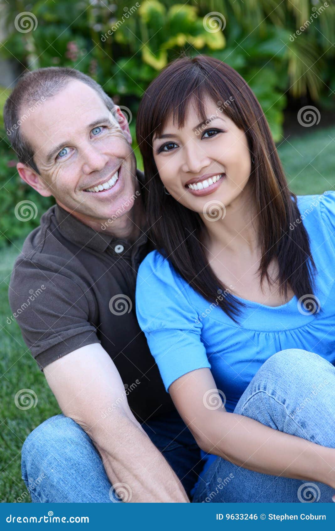 Happy Diverse Couple stock photo. Image of bush, ethnic - 9633246