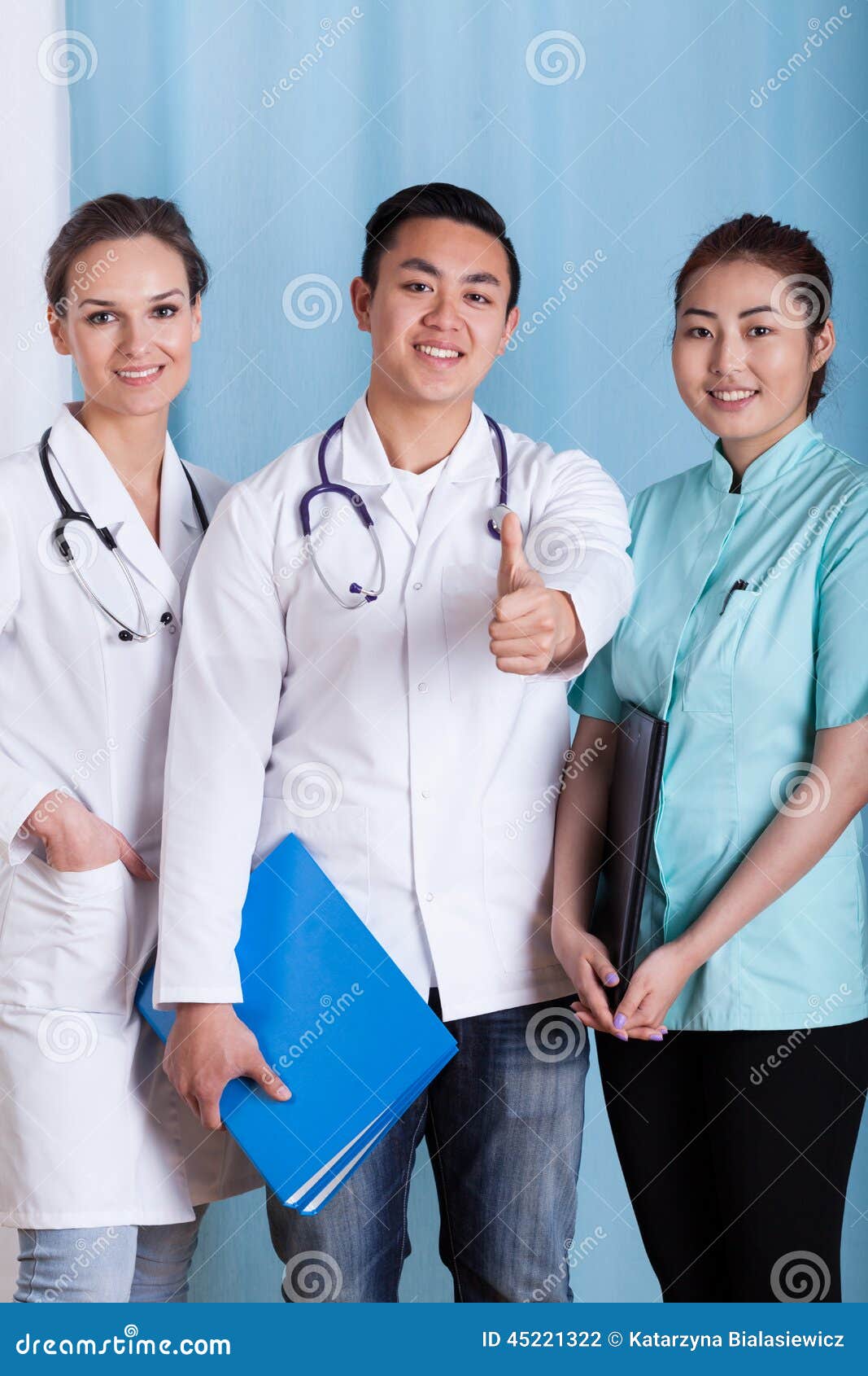 Happy diverse doctors stock photo. Image of mongolian - 45221322