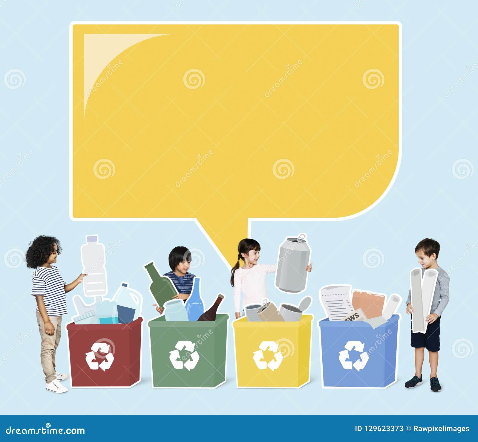 Happy Diverse Kids Recycling Waste Royalty-Free Stock Photo ...