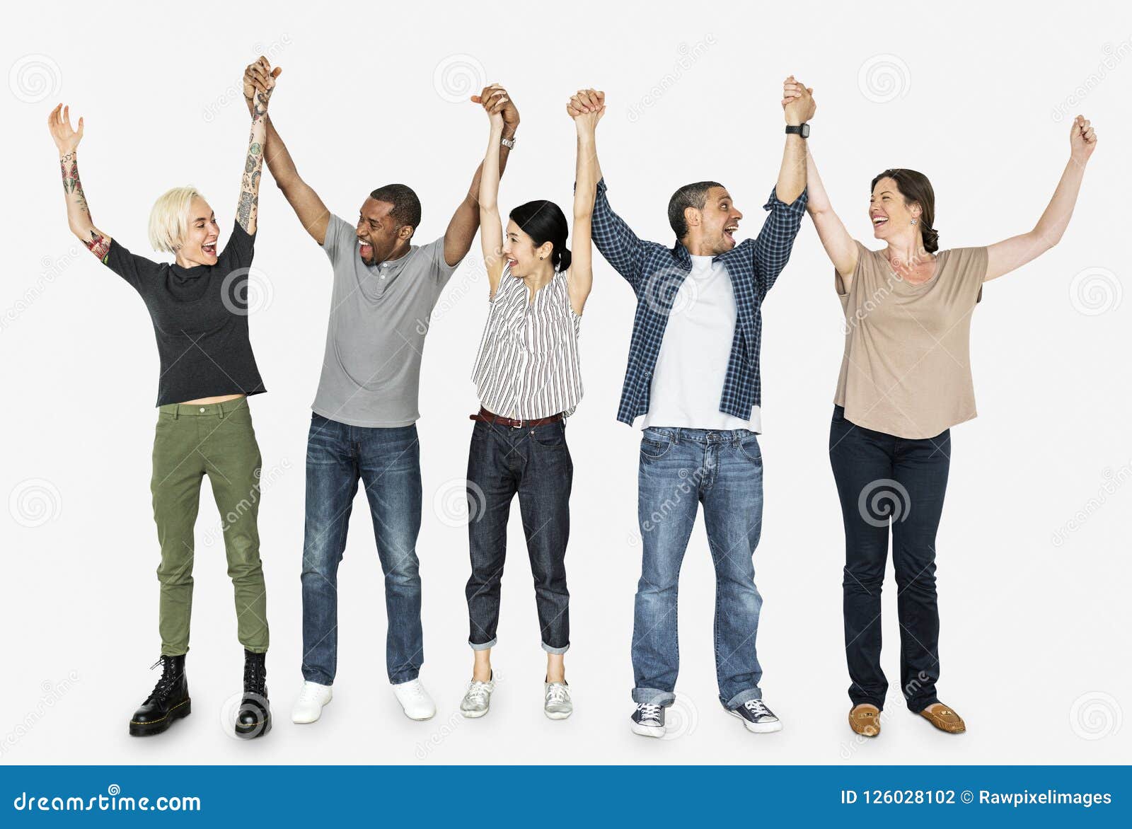 Happy Diverse People Holding Hands Stock Photo - Image of hands ...