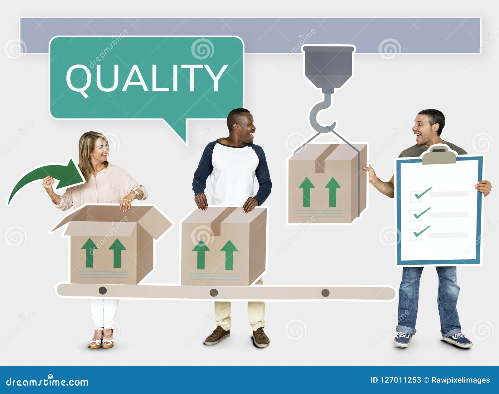 Happy Diverse People in a Logistics Manufacturing Process Stock Image ...