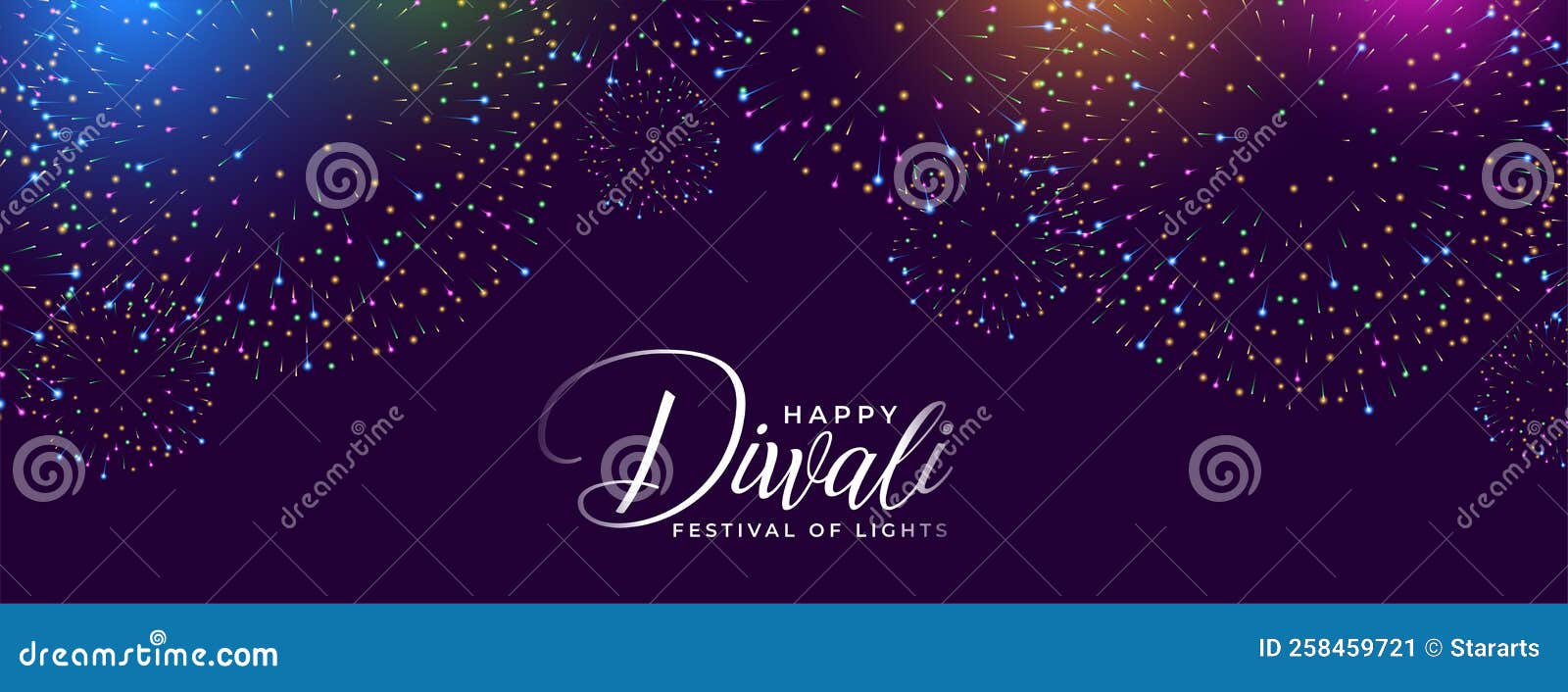 Happy Diwali Celebration Banner in Firework Concept Vector Vector Stock ...