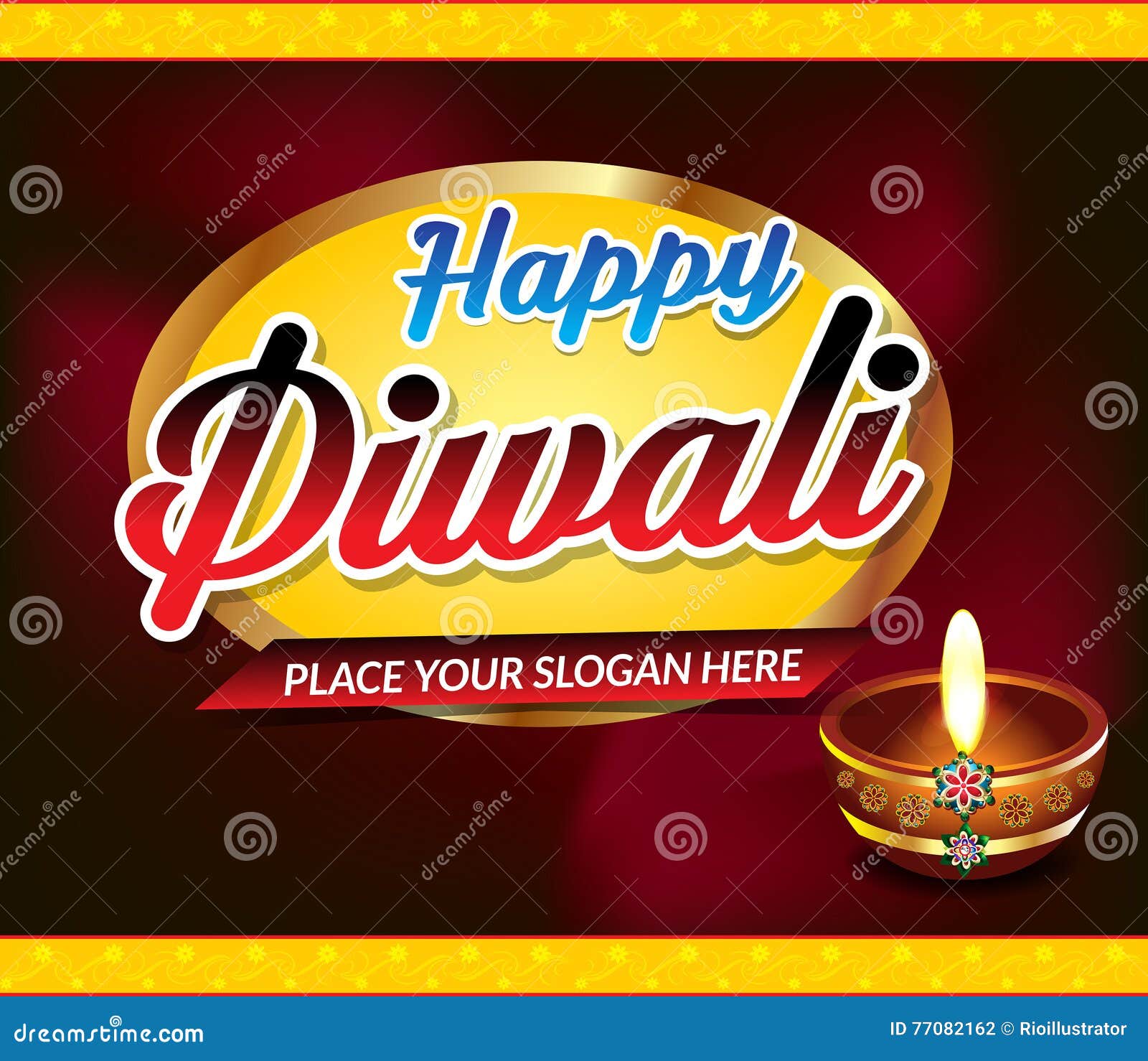 Happy Diwali Celebration Text Background Stock Vector - Illustration of ...