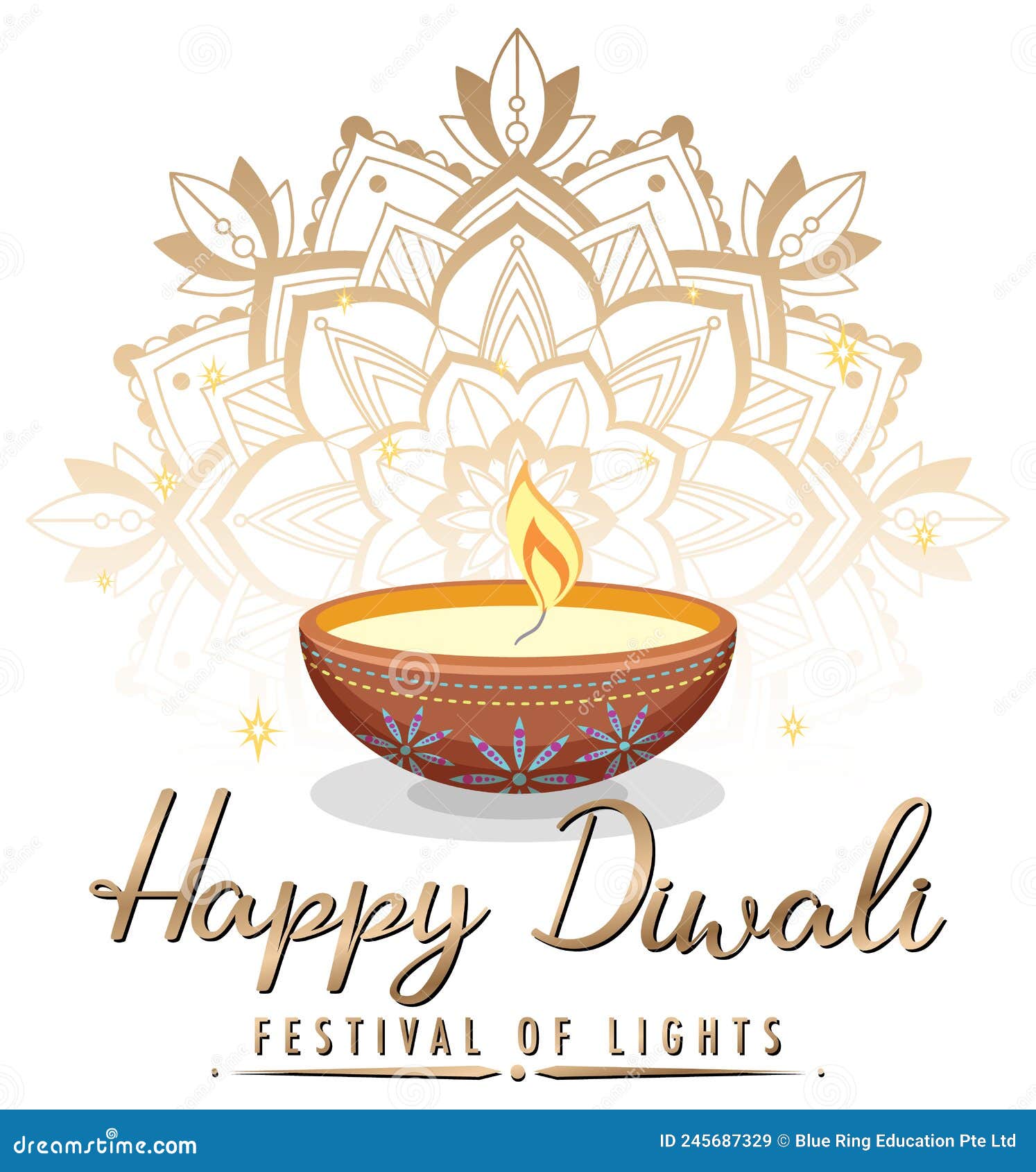 Happy Diwali Festival Of Lights Poster Stock Vector Illustration Of