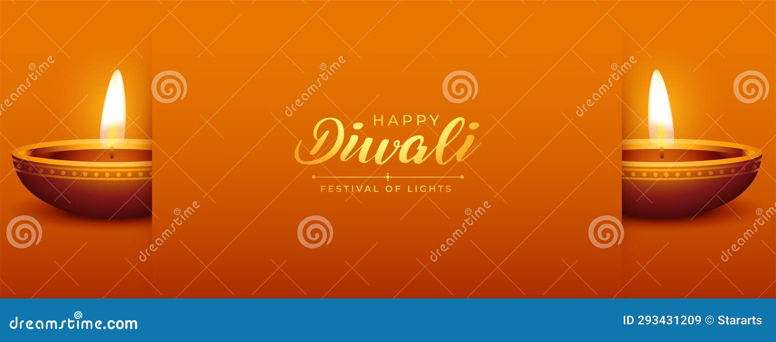 Happy Diwali Festival Of Lights Vector Design With Oil Lamp Vector