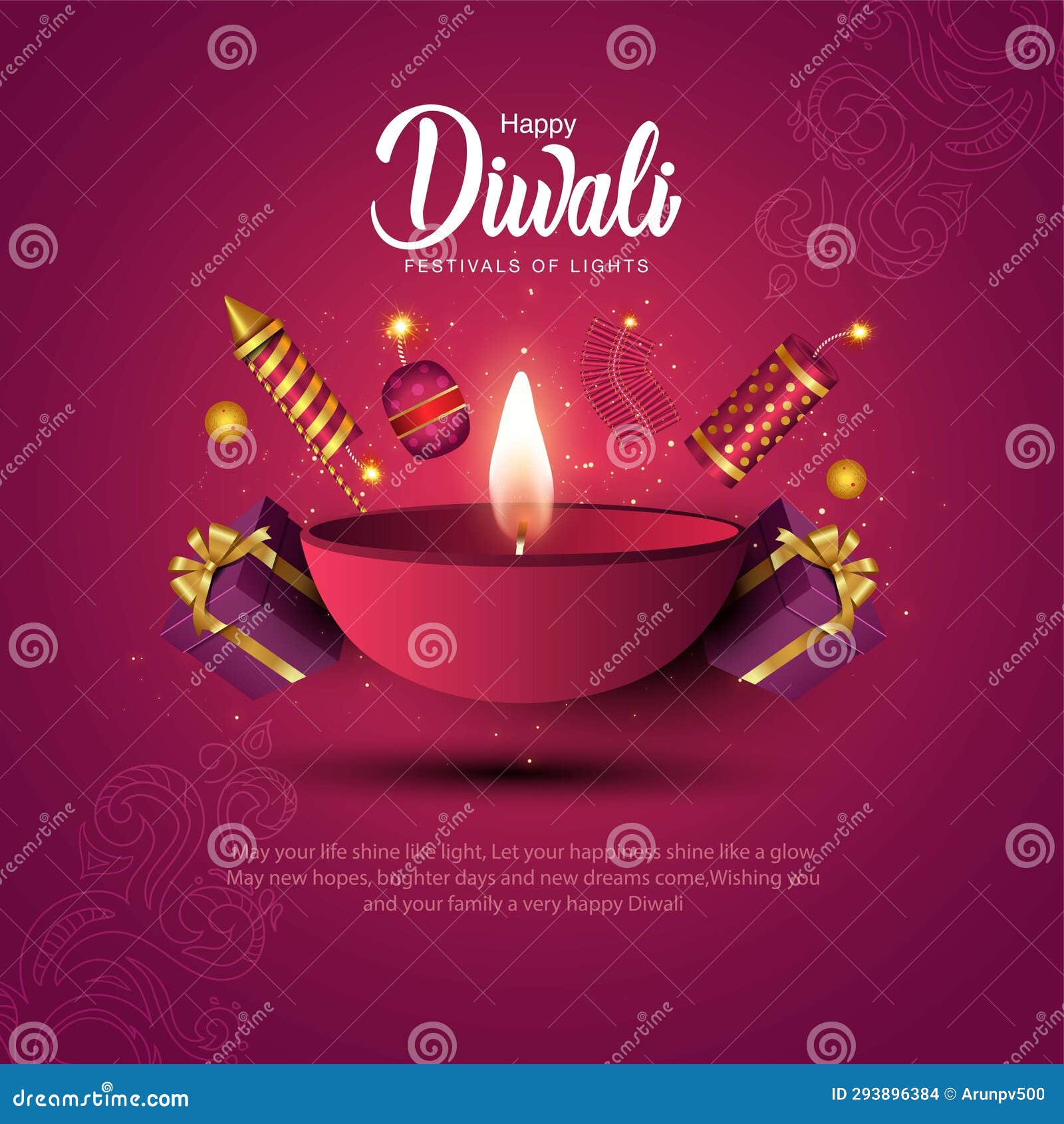 Happy Diwali. Indian Festivals of Light with Diwali Elements Stock ...