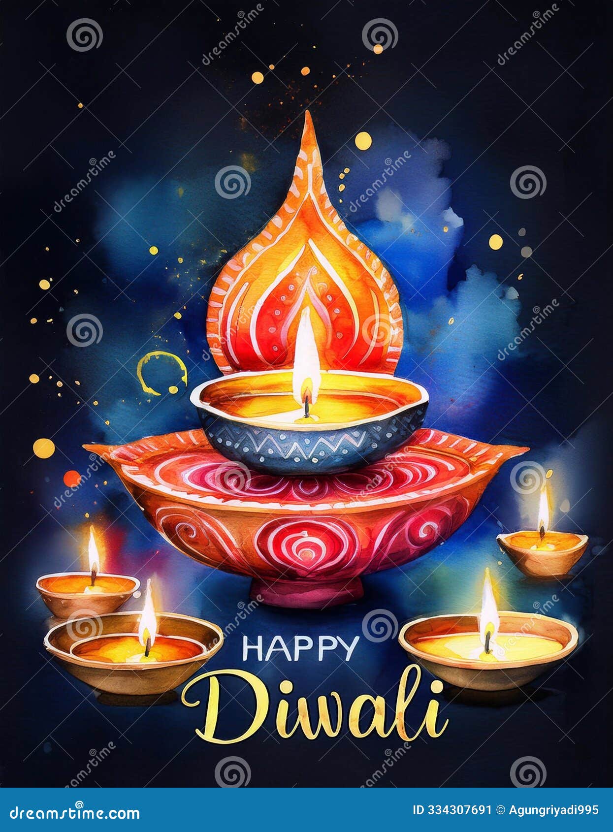 Happy Diwali Poster with Diya Lamp Poster Design Stock Illustration ...