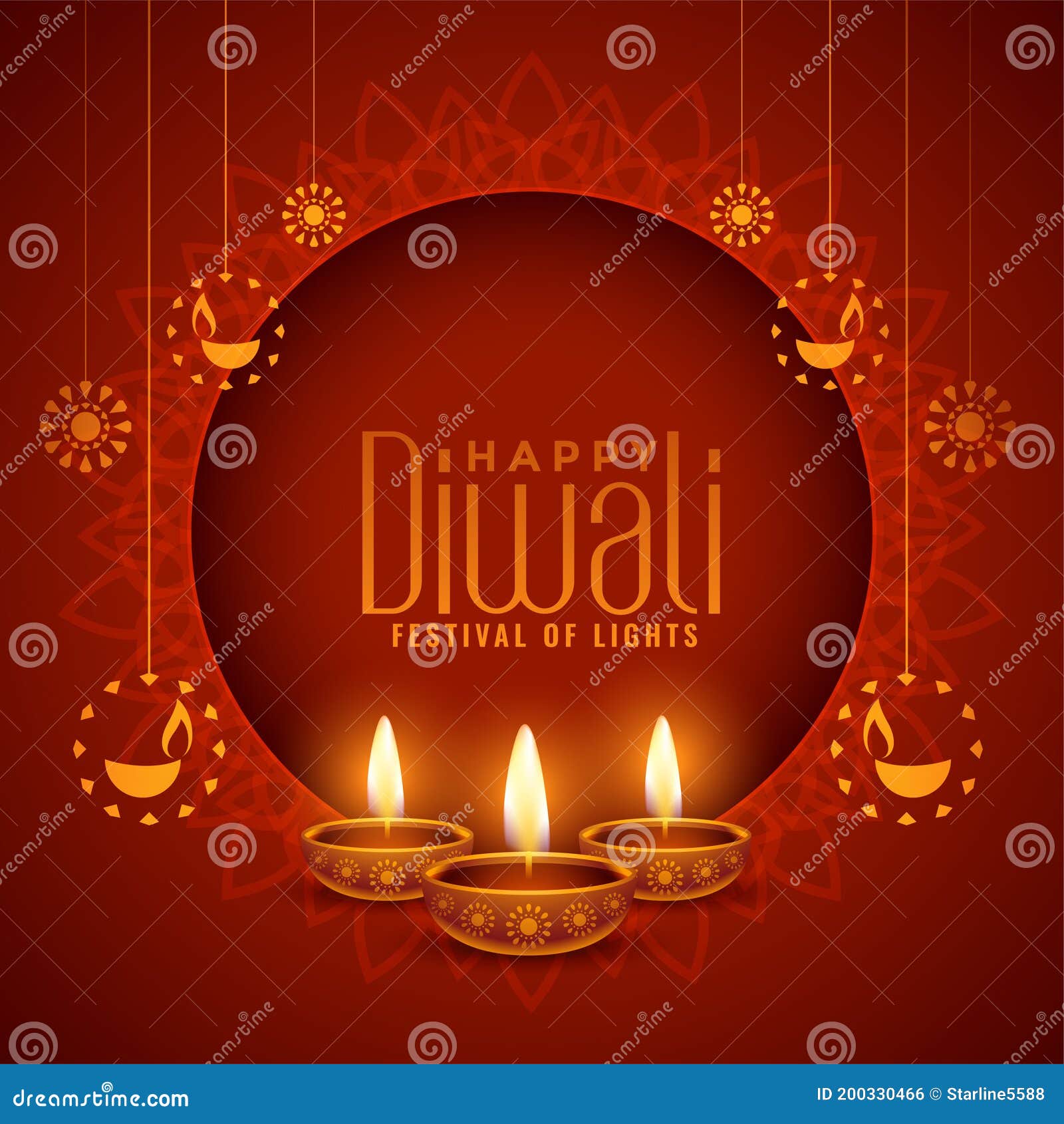 Happy Diwali Red Decorative Background Design Stock Vector ...